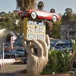 Giant Hand Holding Car in Los Angeles, CA (Google Maps)