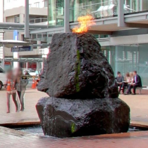 Flaming rock fountain in Auckland, New Zealand (Google Maps)