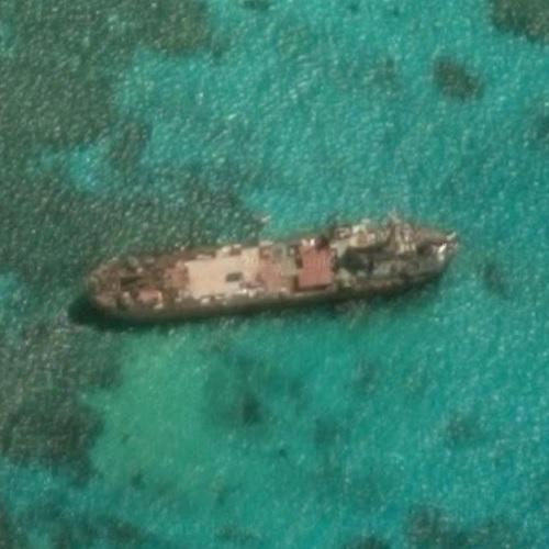 BRP Sierra Madre in Second Thomas Shoal, Philippines (Google Maps)