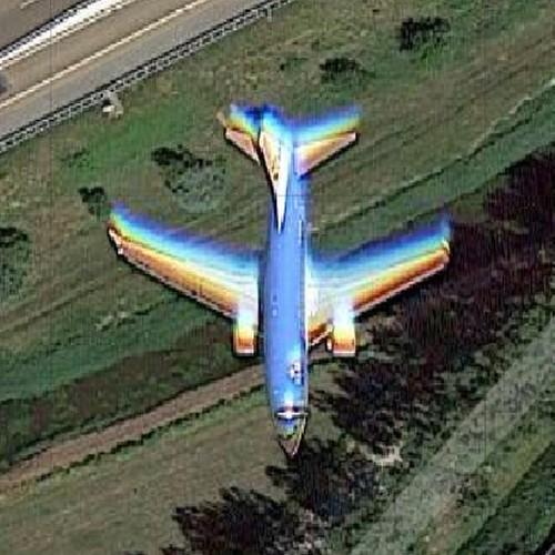 KLM jet approaching Schiphol (AMS) in Amsterdam, Netherlands (Google Maps)