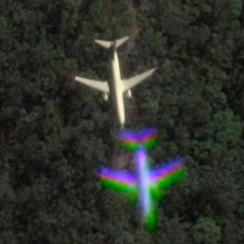 Airplane in flight in Wisemans Ferry, Australia (Google Maps)