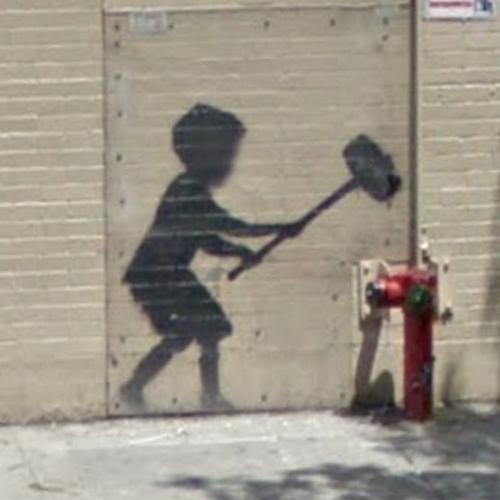 Graffiti by Banksy in New York, NY (Google Maps)
