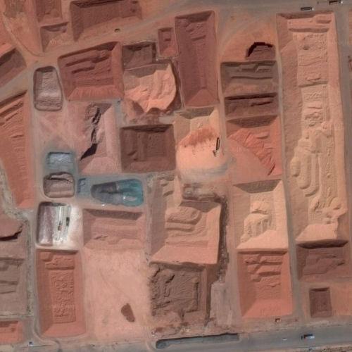 Colorful Bulk Material Piles in Longkou, China (Google Maps)