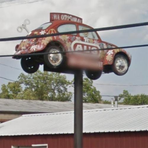 Volkswagen Beetle on a sign pole in St Louis, MO (Google Maps) (#2)
