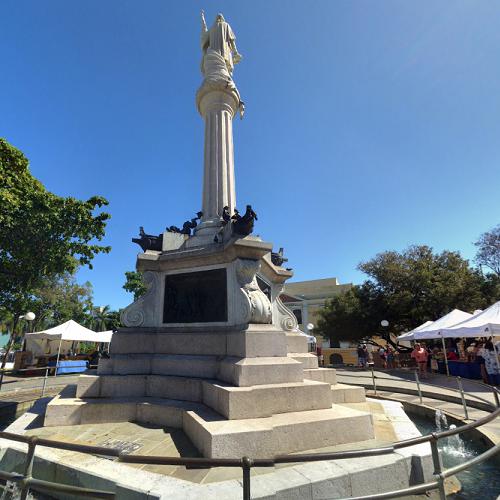 Christopher Columbus statue at Plaza Colón in San Juan, Puerto Rico ...