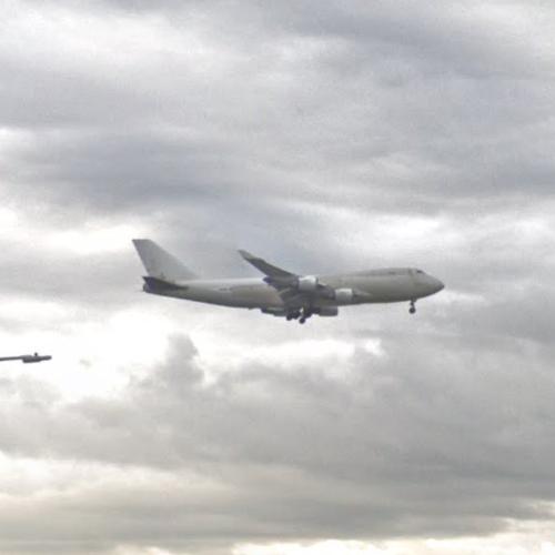 All White, Unmarked Boing 747 Landing in Los Angeles, CA (Google Maps)