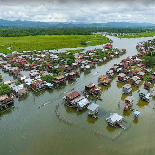 Village on Inle Lake in Heho, Myanmar (Google Maps)