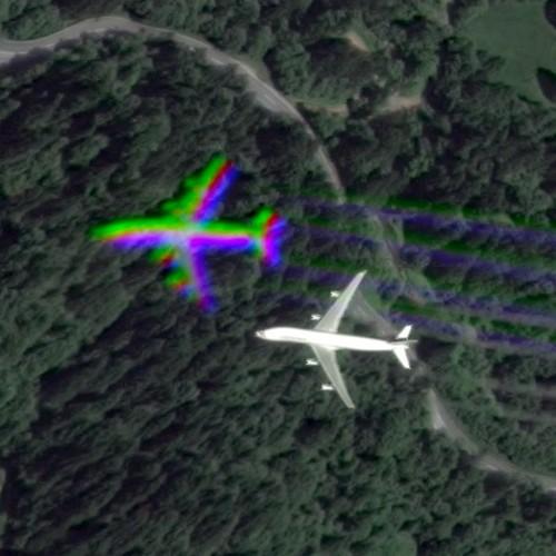 Airbus A380 in flight over Austria in Wörgl, Austria (Google Maps)