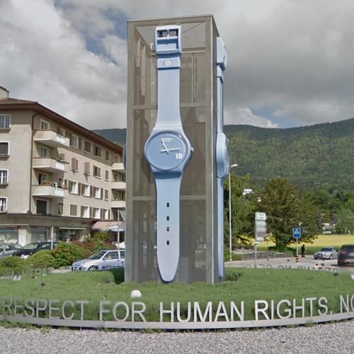 Giant Swatch wrist watches in a roundabout in Grenchen, Switzerland ...