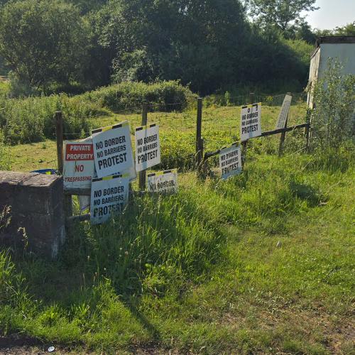 Anti Hard Border (Brexit) Protest Signs in Tyholland, Ireland (Google Maps)