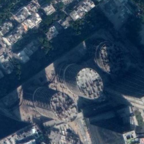 Delhi One Towers under construction in Noida, India (Google Maps)