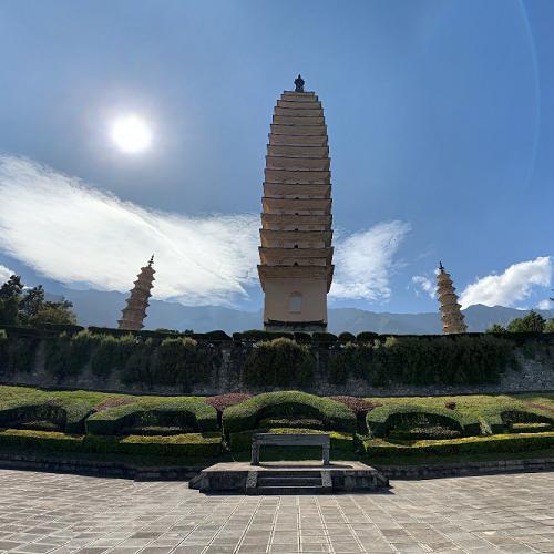 Three Pagodas in Dali, China (Google Maps)