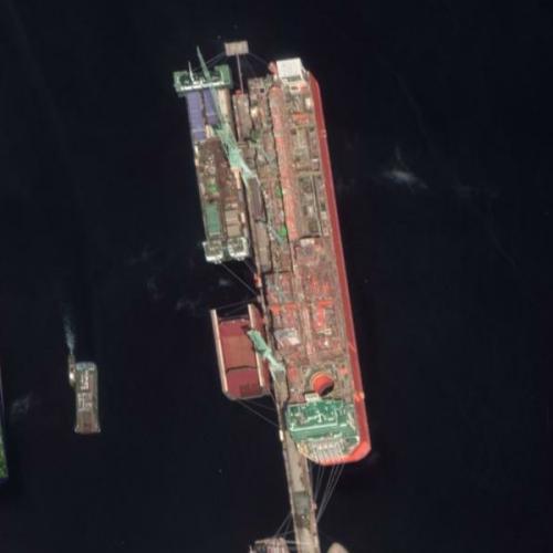 Massive Ship at SHI Shipyard in Geoje, Republic of Korea (Google Maps)