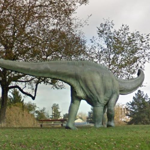 Plastic diplodocus in Bruderholz in Basel, Switzerland (Google Maps)