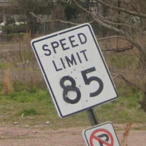Vandalized speed limit sign in Atlanta, GA (Google Maps)