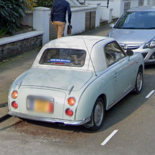 Blue Nissan Figaro in London, United Kingdom (Google Maps)