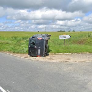 Tipped Car in Chauconin-Neufmontiers, France - Virtual Globetrotting