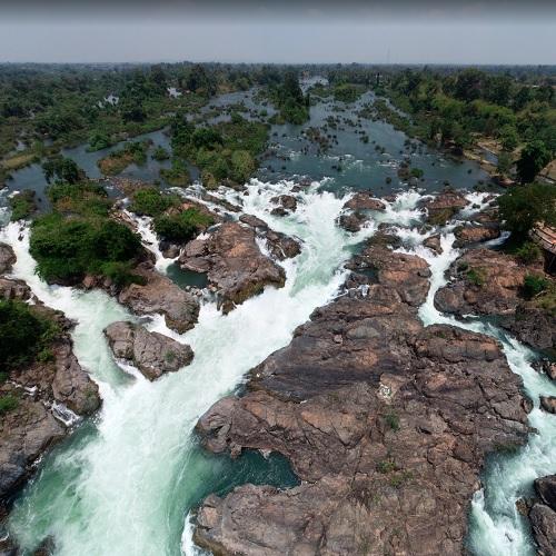 Somphamit Liphi Waterfalls in Không, Lao People's Democratic Republic ...