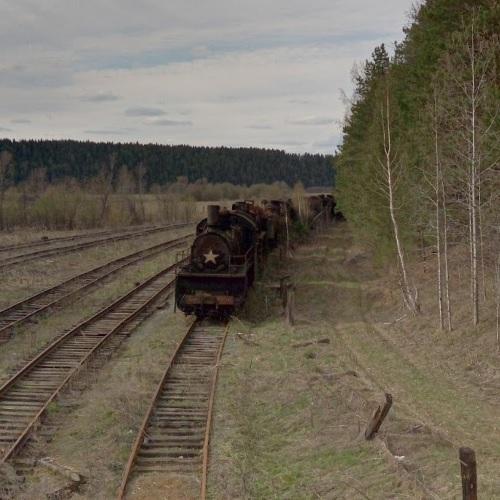 Steam locomotive graveyard in Ust’-kishert’, Russian Federation (Google ...