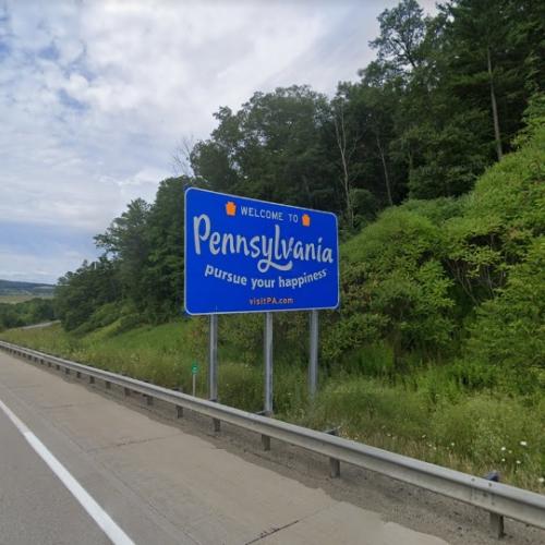 Welcome to Pennsylvania sign in Lindley, NY (Google Maps) (#2)