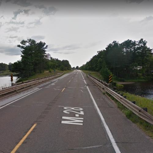 M-28–Sand River Bridge in Chatham, MI (Google Maps)