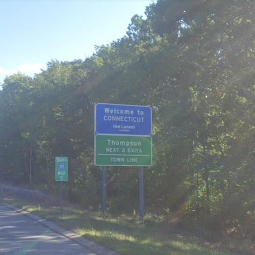 Welcome to Connecticut sign in Webster, MA (Google Maps)