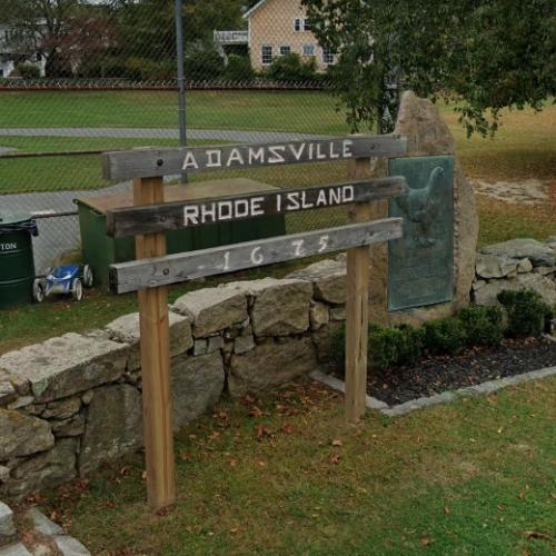 Adamsville, Rhode Island sign in Adamsville, RI (Google Maps)