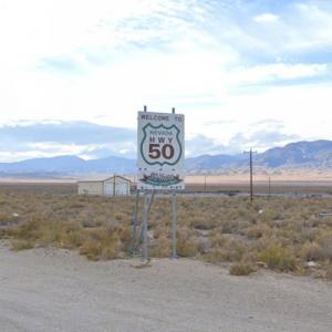 Welcome to Nevada HWY 50 sign in Baker, NV - Virtual Globetrotting