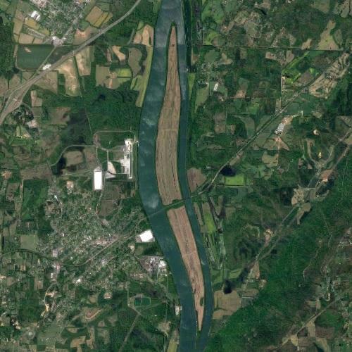 Long Island (aka Bridgeport Island) in Bridgeport, AL (Google Maps)