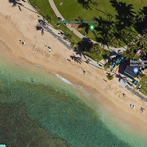 Fort DeRussy Beach in Honolulu, HI (Google Maps)