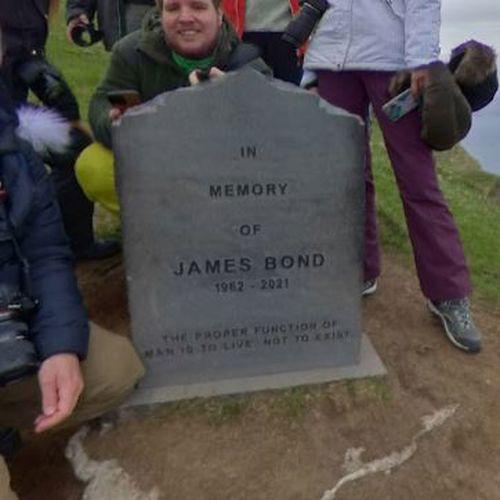 James Bond's Tombstone in Kolsoy, Faroe Islands (Google Maps)
