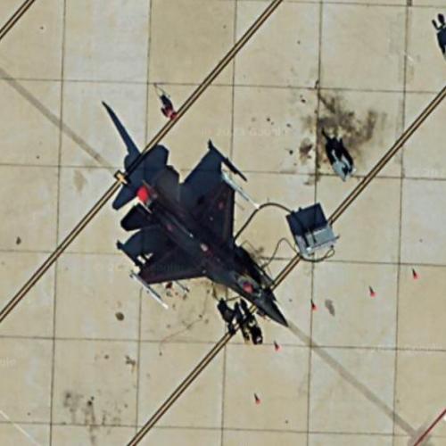 USAF aggressor F-16 "Wraith" in Nellis AFB, NV (Google Maps)