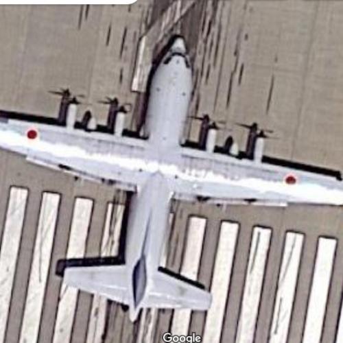JASDF C-130 Hercules preparing for takeoff in Iwakuni, Japan (Google Maps)