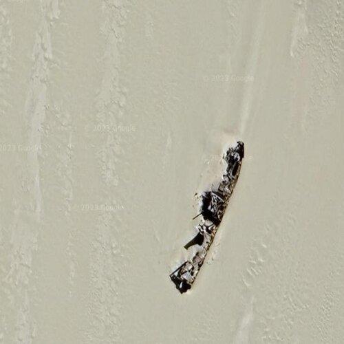 Shipwreck in Tigres, Angola (Google Maps)