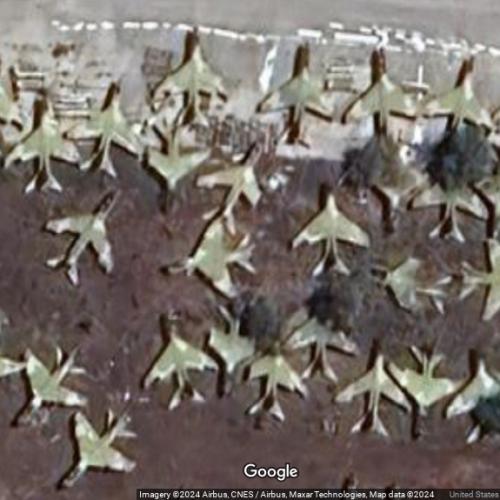 Huge group of Greek A-7s in Araxos, Greece (Google Maps)