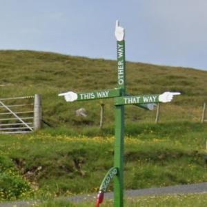 Viral funny signpost in Stornoway, United Kingdom - Virtual Globetrotting