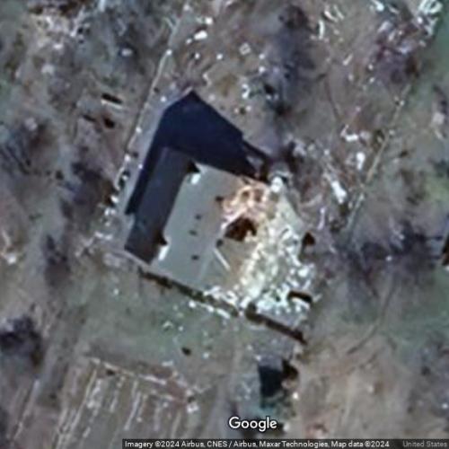 Damaged house in Hostomel’, Ukraine (Google Maps)
