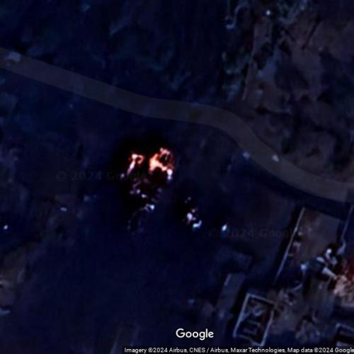 Burning building in Hostomel, Ukraine (Google Maps) (#2)