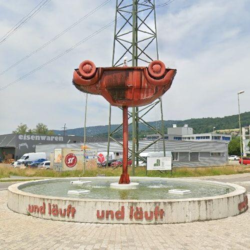 Upside down VW Beetle in Buchs, Switzerland (Google Maps) (#2)