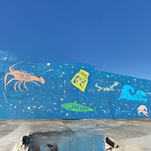 Big breakwater mural in A Guarda, Spain (Google Maps)
