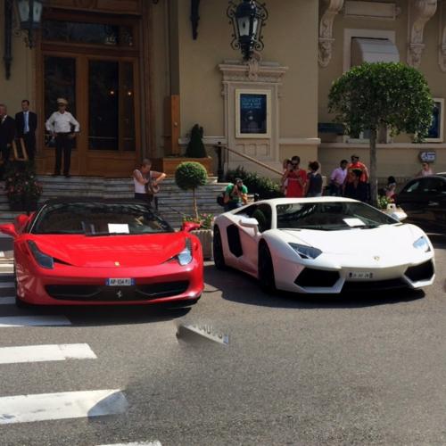 Lamborghini Aventador + Ferrari 458 Italia in Monte Carlo, Monaco ...