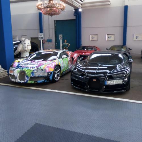 Bugatti Veyron and Bugatti Chiron in Neurenberg in Nuremberg, Germany ...