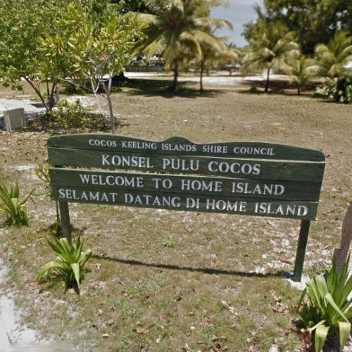 Welcome to Home Island sign in West Island, Cocos (Keeling) Islands ...