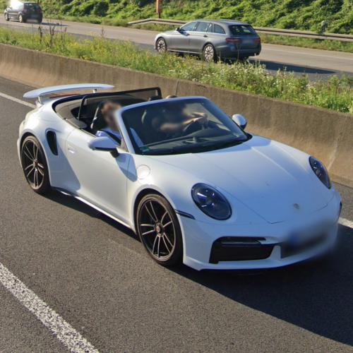 Porsche 911 (992) Turbo S Cabriolet in Frechen, Germany (Google Maps)