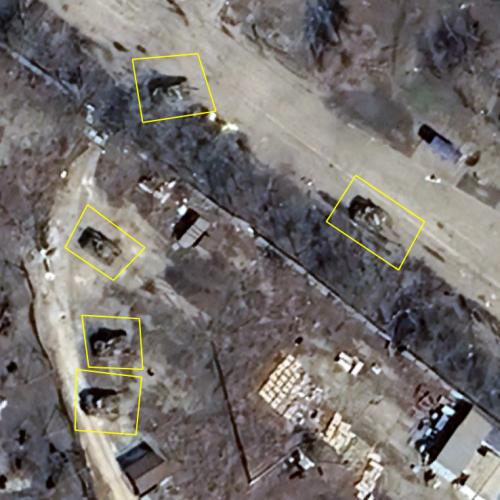 Ukrainian tanks in combat in Mariupol, Ukraine (Google Maps)