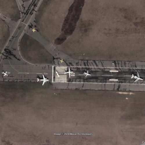 Runway barricaded by aircraft in Kiev, Ukraine (Google Maps)