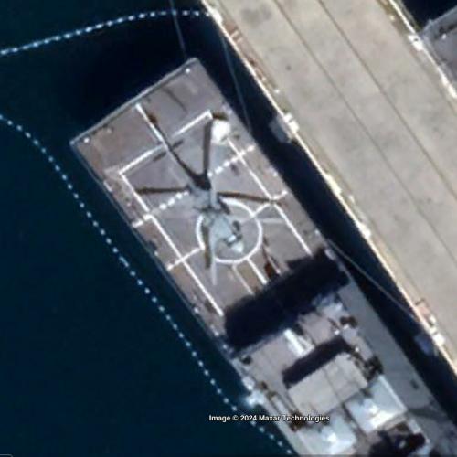 U.S. Navy SH-60 helicopter on ship helipad in Guantanamo, Cuba ...