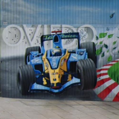 Fernando Alonso's R25 F1 Graffiti in Oviedo, Spain (Google Maps)