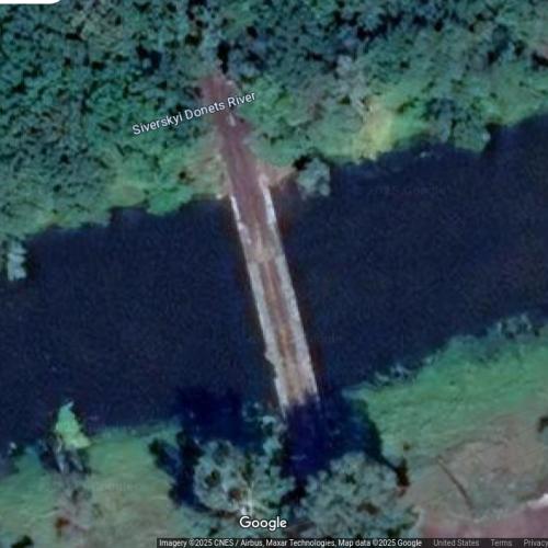 Russian pontoon bridge near Izyum in Izyum, Ukraine (Google Maps)