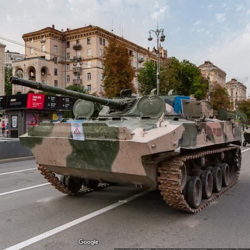 Captured Russian BMD-4M in Kiev, Ukraine (Google Maps)